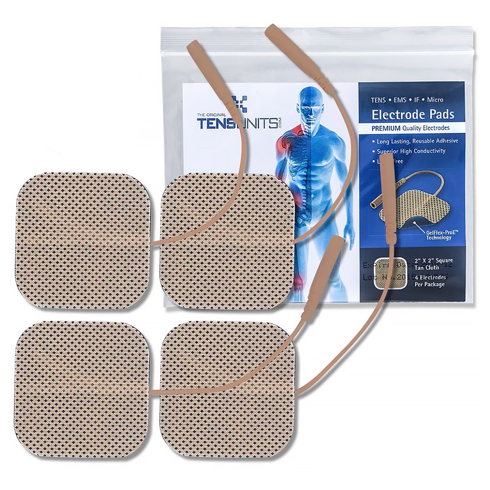 Budget Choice: 4 Tan Cloth EMS/TENS Round Pads - 2 Inch