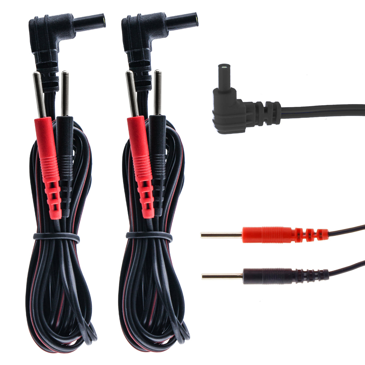 2-Pack 5ft Lead Wires for TENS & EMS Units - Durable Replacement