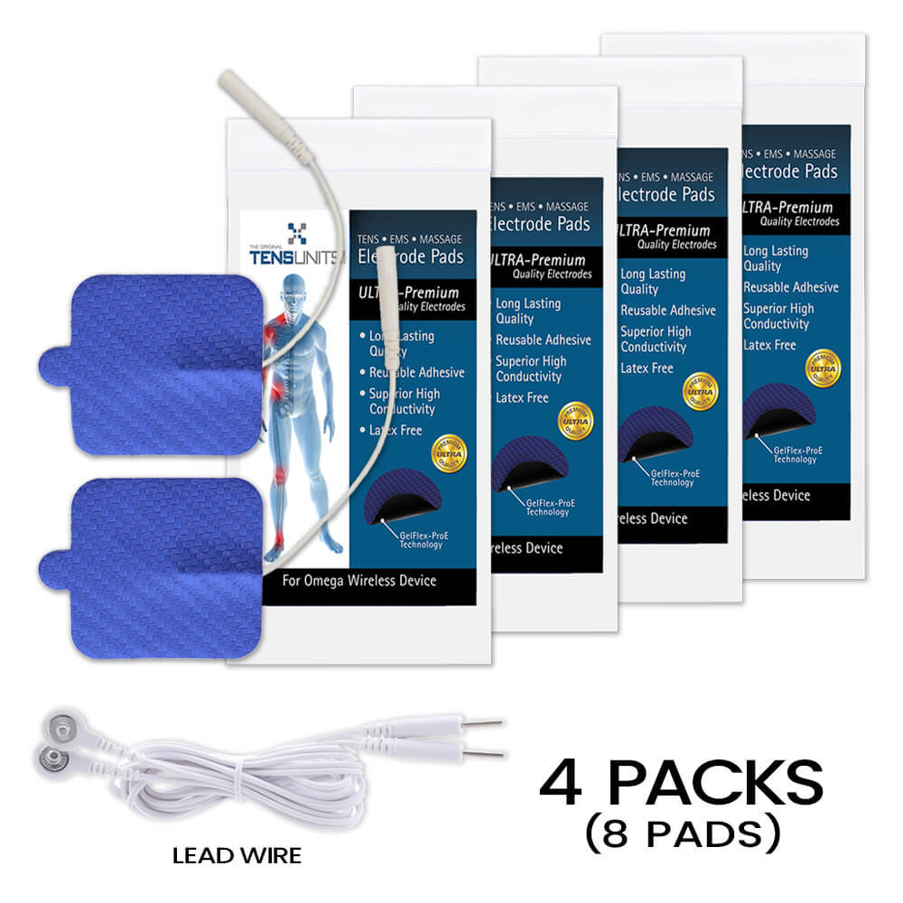 Premium Comfort Plus 2"x2" Blue Pads - 8 Pack for TENS